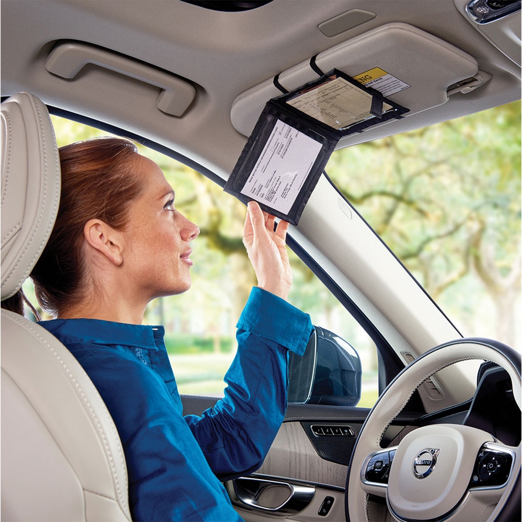 Sun visor registration holder store